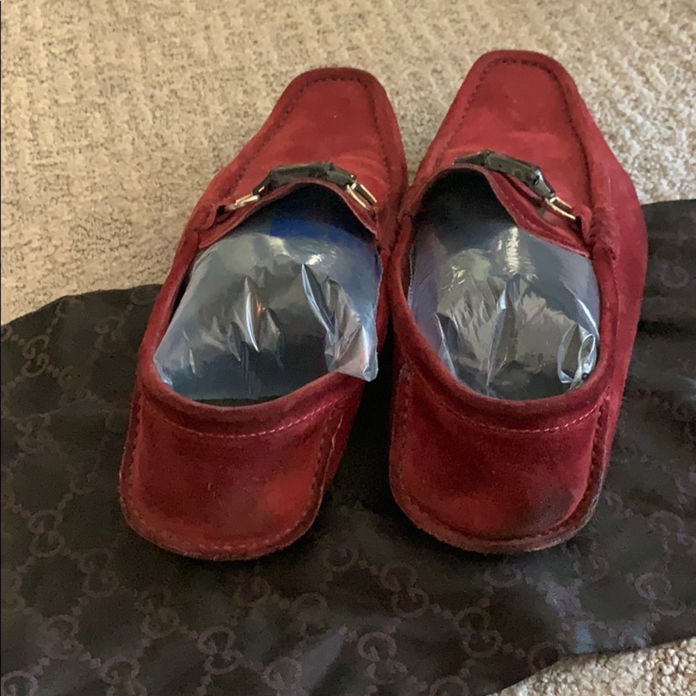 Gucci Bamboo Maroon Burgundy Suede Loafers - Gem